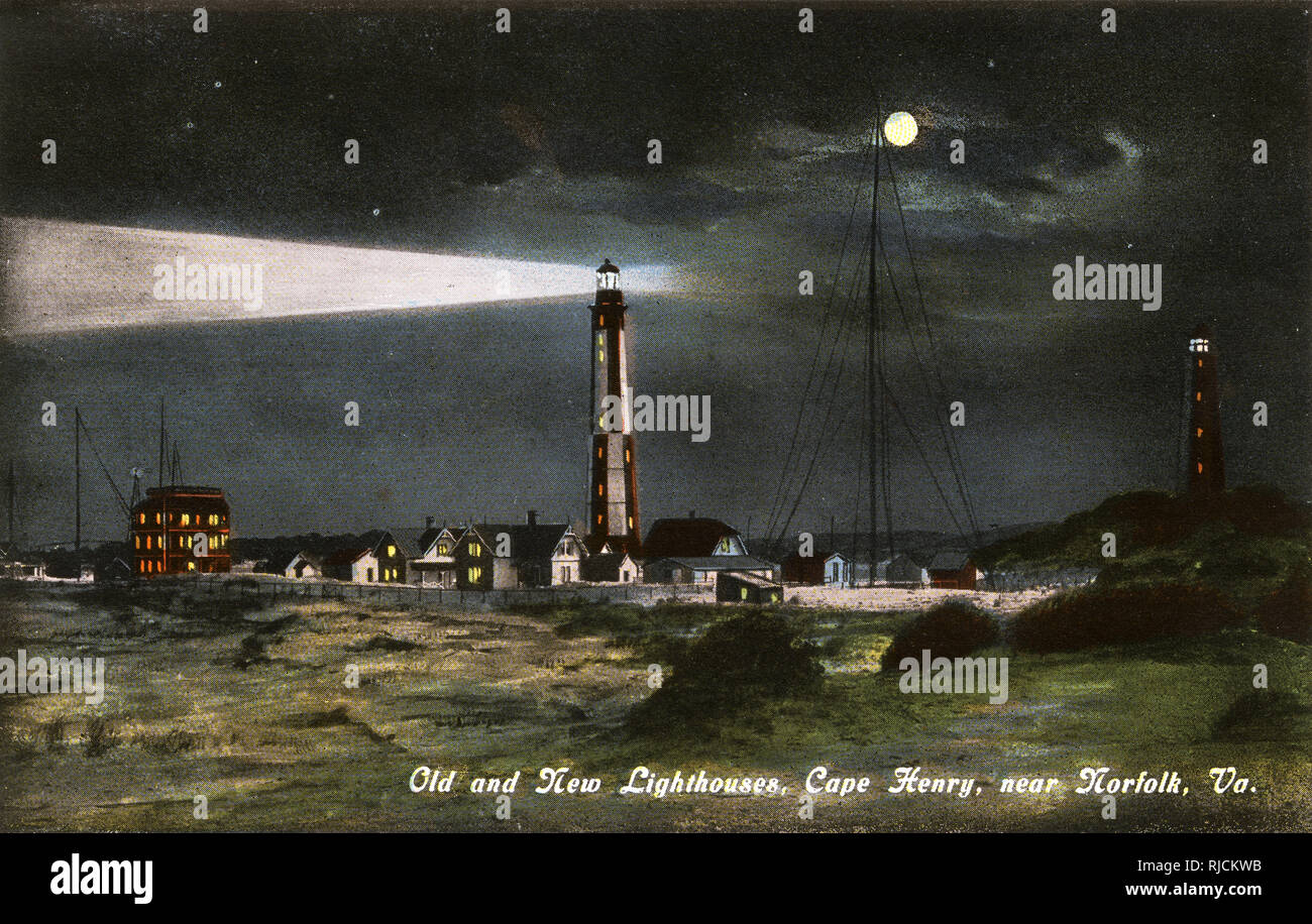Old and New Lighthouses, Cape Henry, Virginia, USA Stock Photo - Alamy