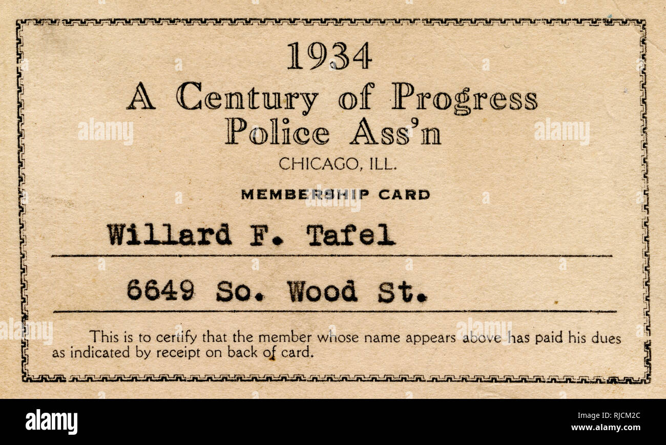 Membership card, Police Association, Chicago, USA Stock Photo - Alamy
