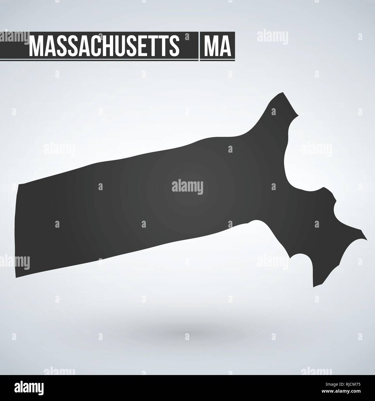 Massachusetts state map in black on a white background. Vector ...