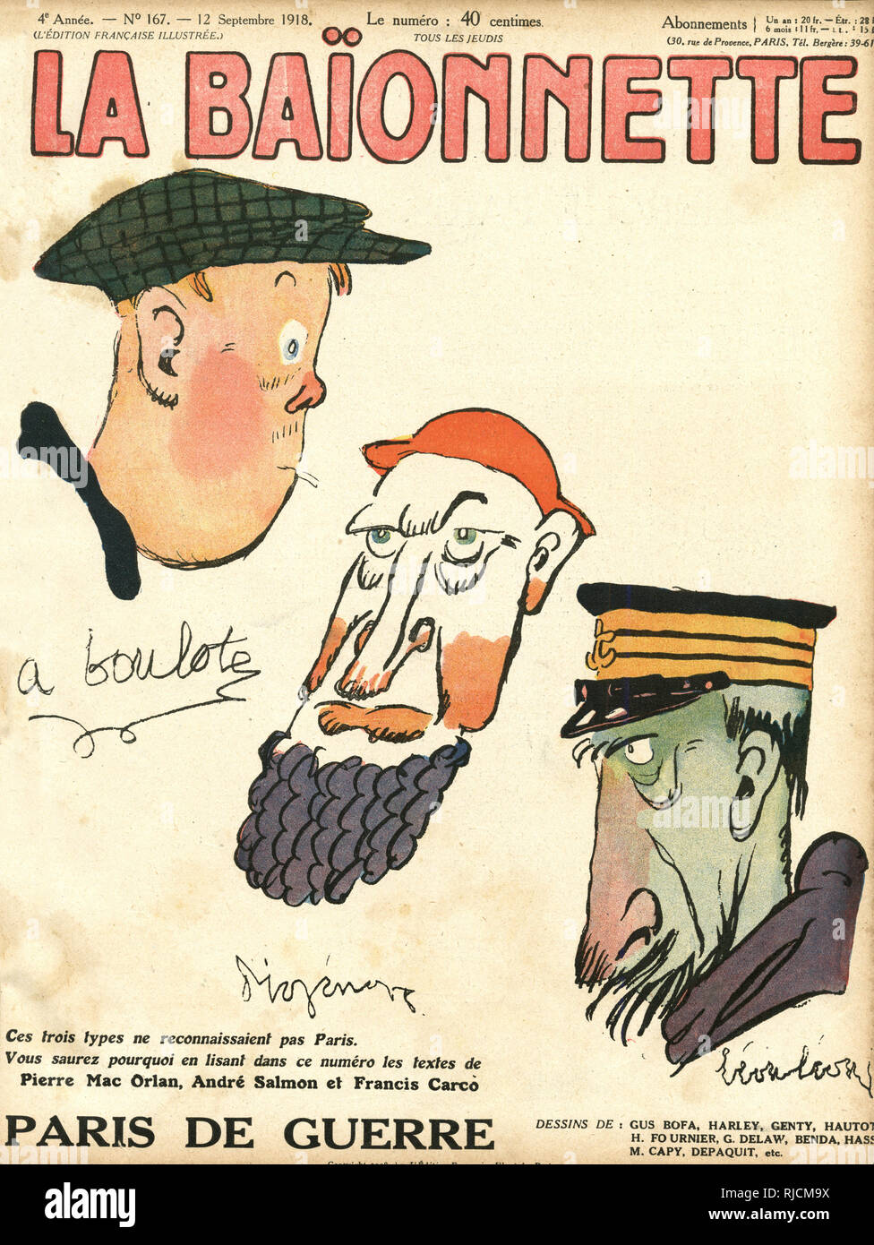 Front cover, La Baionnette, WW1 Stock Photo - Alamy