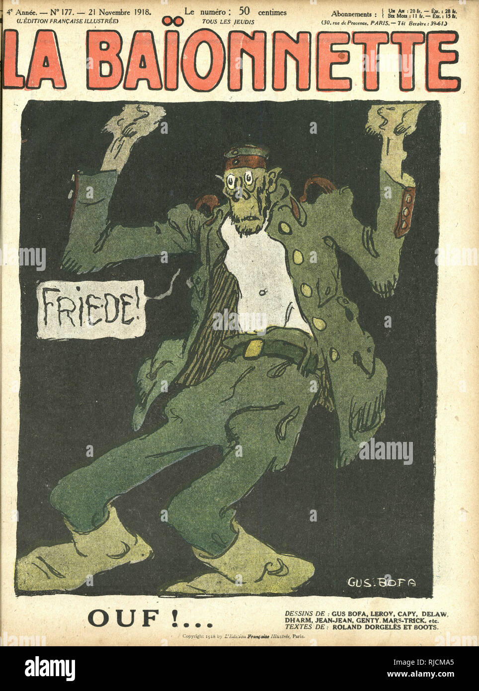 Front cover, La Baionnette, WW1 Stock Photo - Alamy