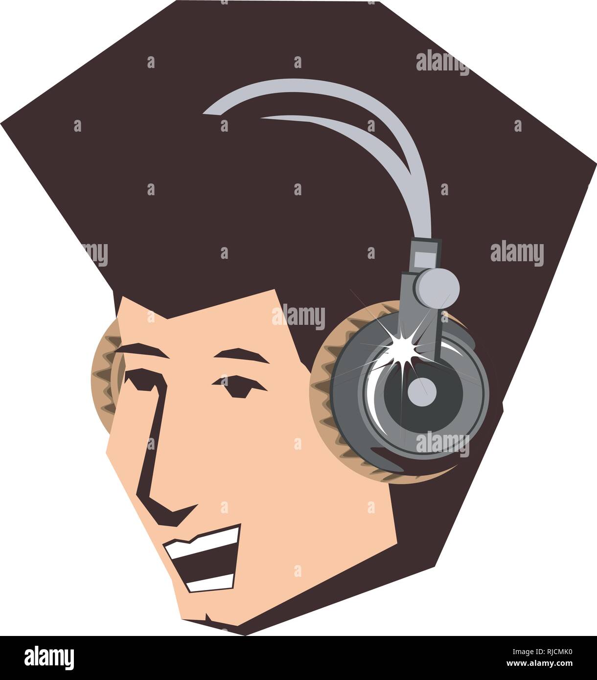 head of young man with headset vector illustration design Stock Vector ...