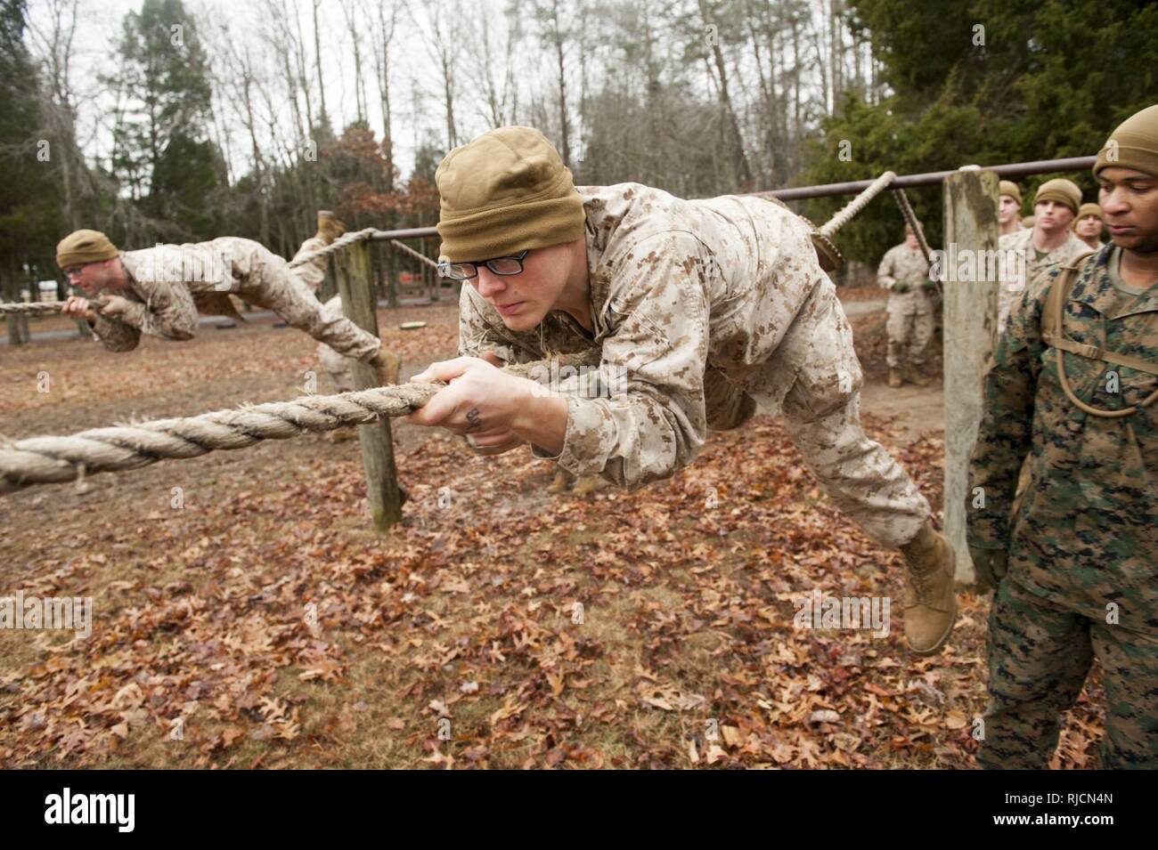 U.S. Marine Corps officer candidates get introduced to the obstacle ...