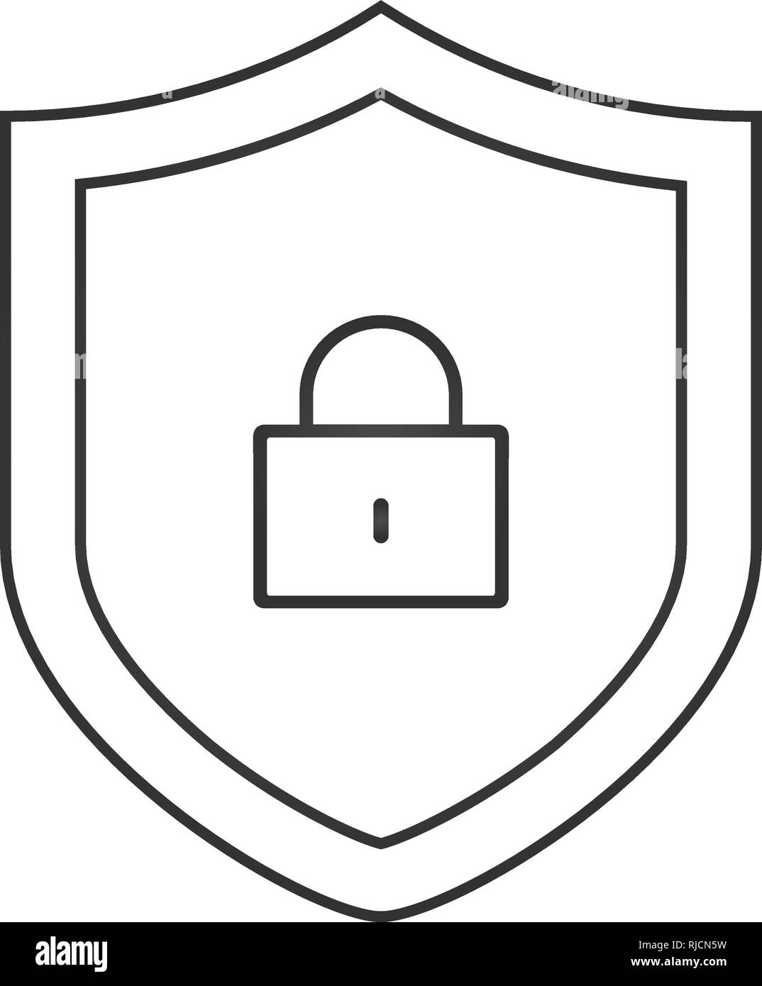 Security shield with lock outline icon. linear style sign for mobile ...