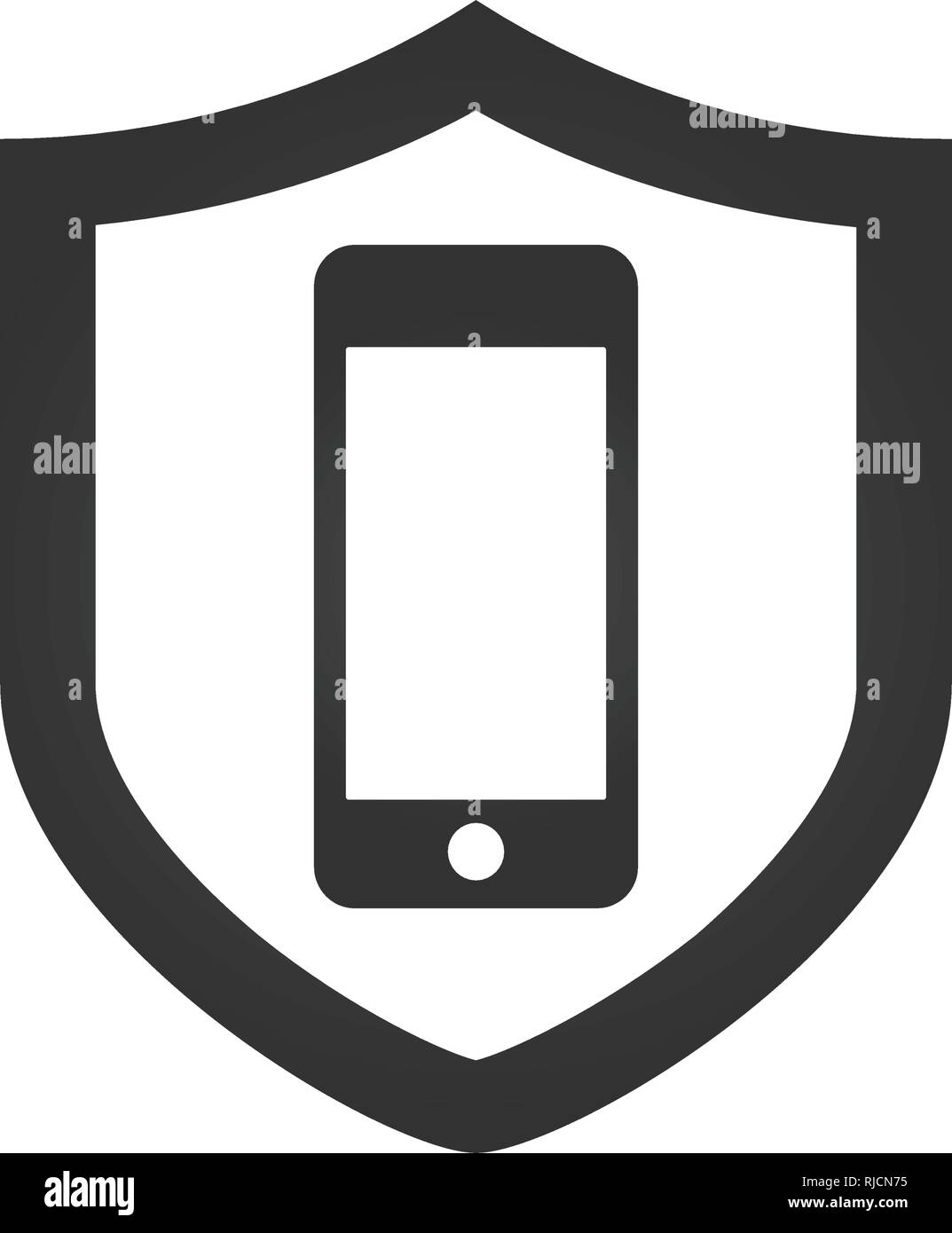 Illustration of a shield icon with a smartphone, vector illustration ...