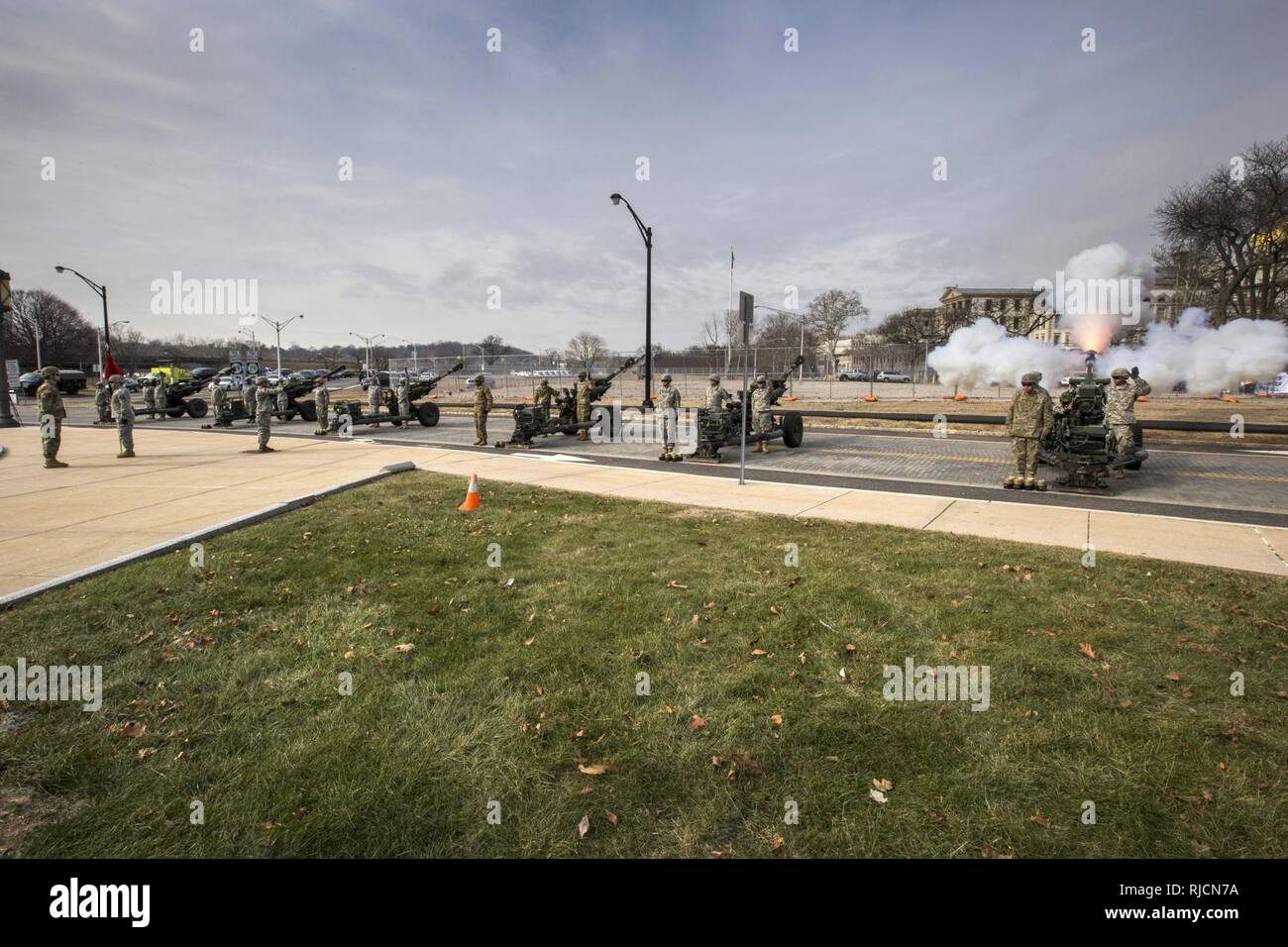 U.S. Army Soldiers with A Battery, 3-112th Field Artillery, New Jersey Army National Guard, fire ...