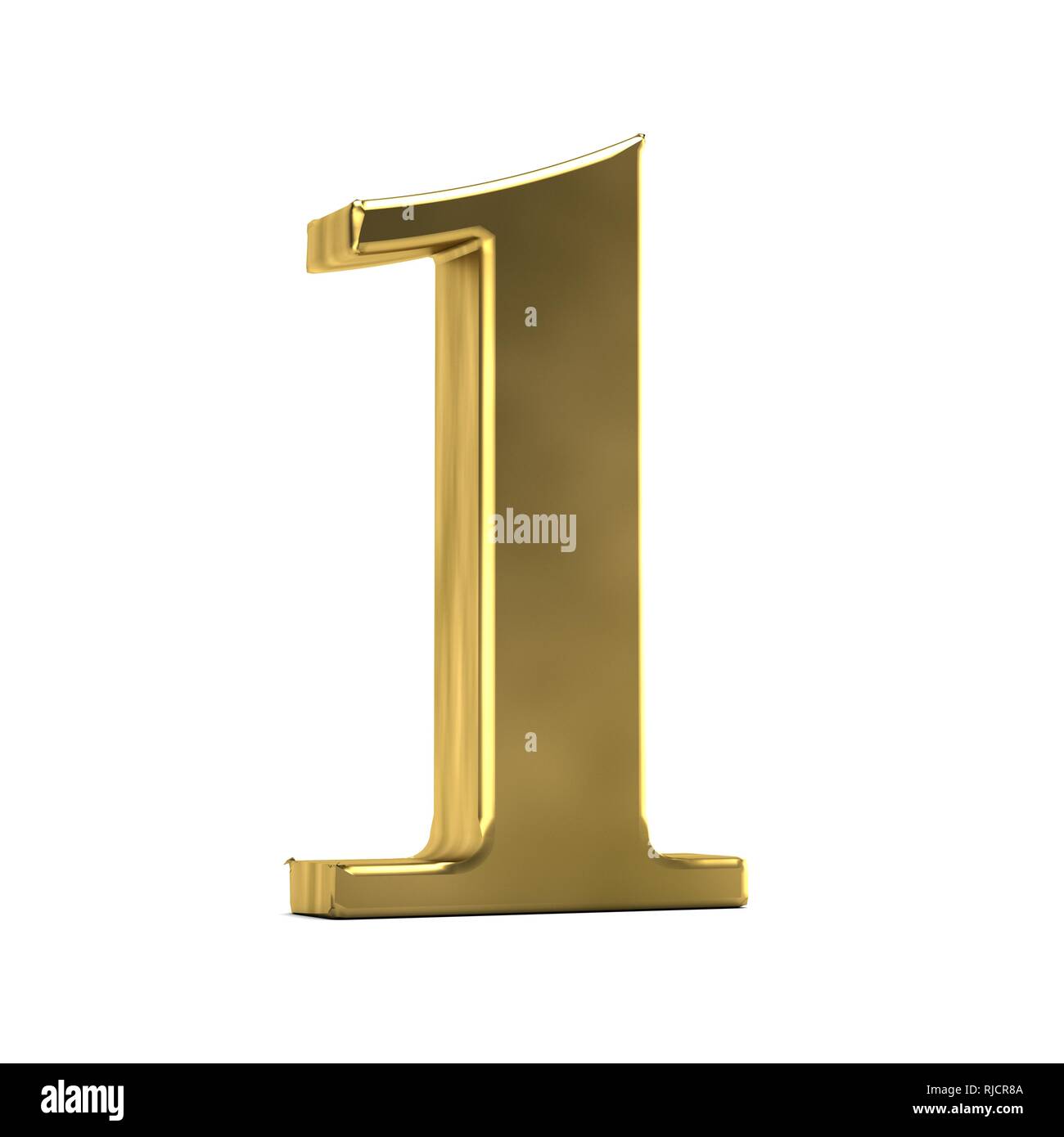 Gold Number One Typefont. 3D Render Illustration Stock Photo - Alamy