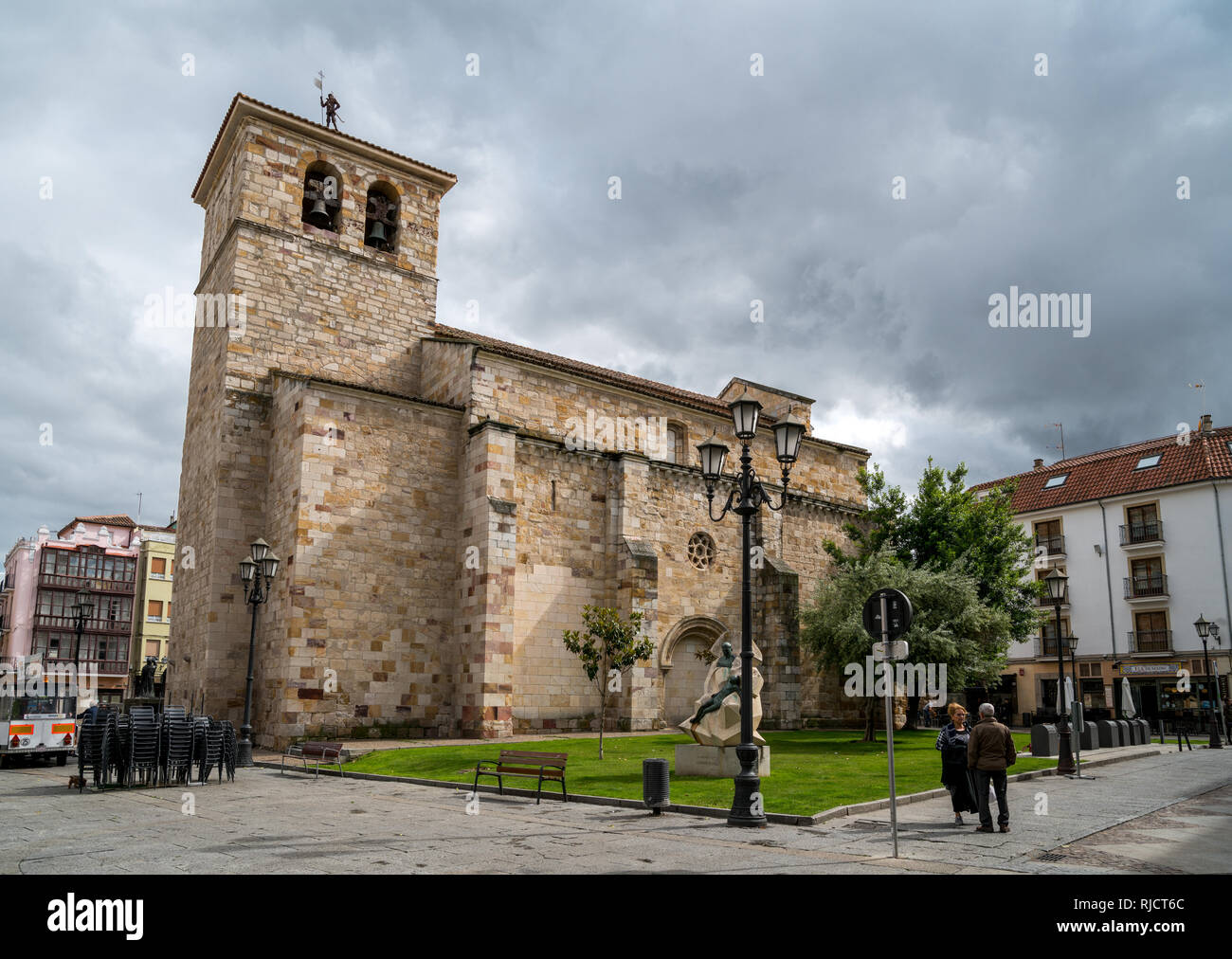 Church San Juan Bautista at Plaza Mayor in Zamora, Castile and Leon ...