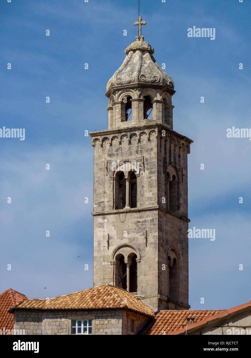 A view of the bell tower with Baroque cupola belonging to the Dominican ...