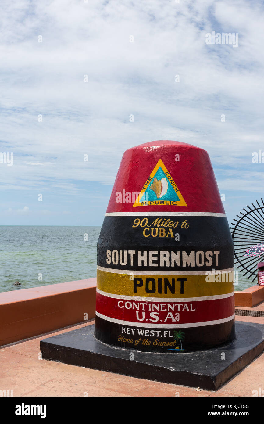 Southernmost Point, Key West, Florida Keys, Florida, USA Stock Photo ...