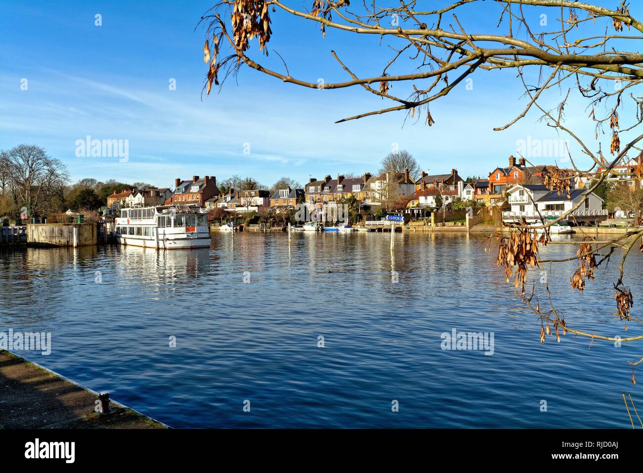 The River Thames on a cold sunny winters day Sunbury Surrey England UK ...