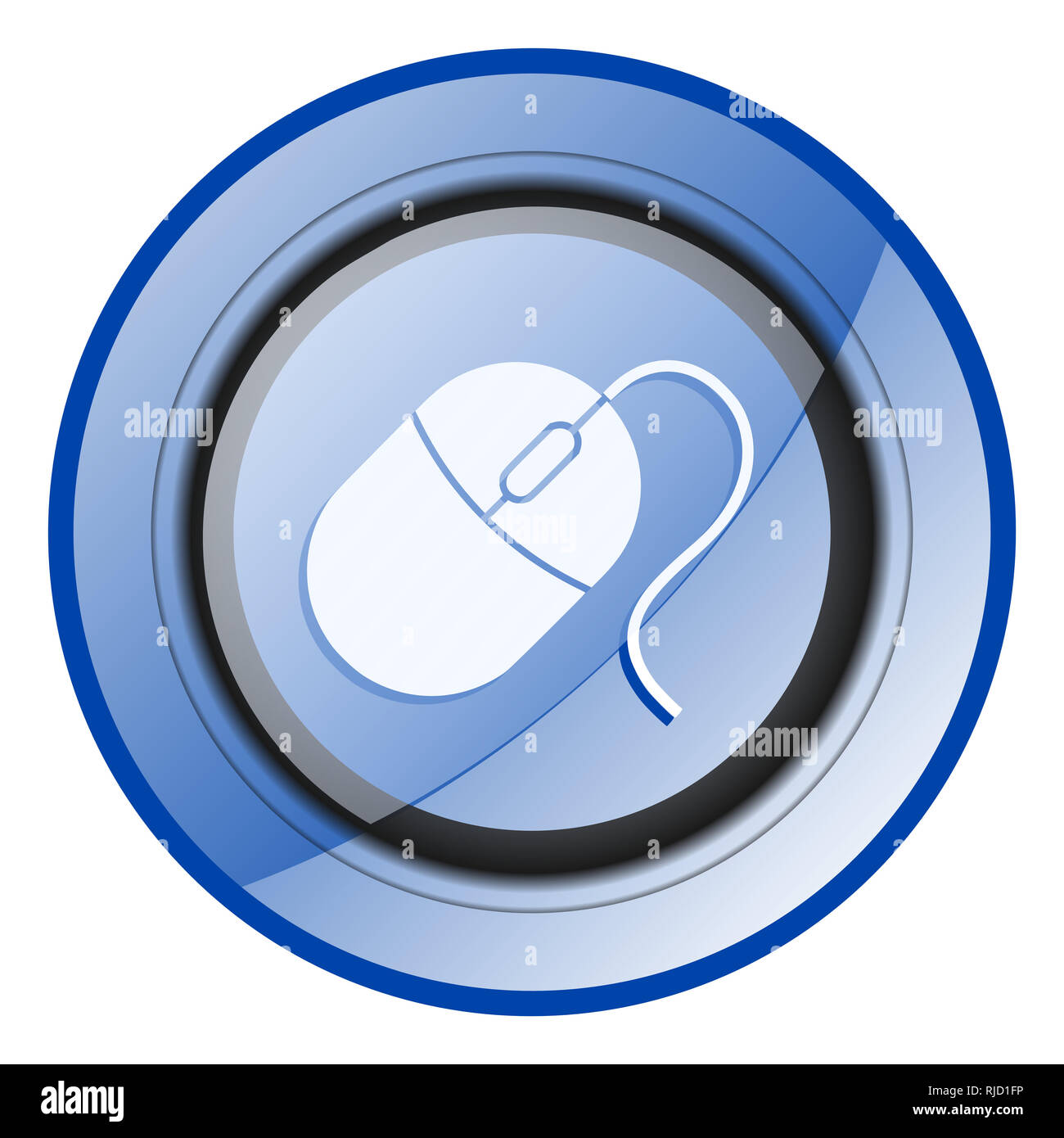 Mouse round blue glossy web design icon isolated on white background ...
