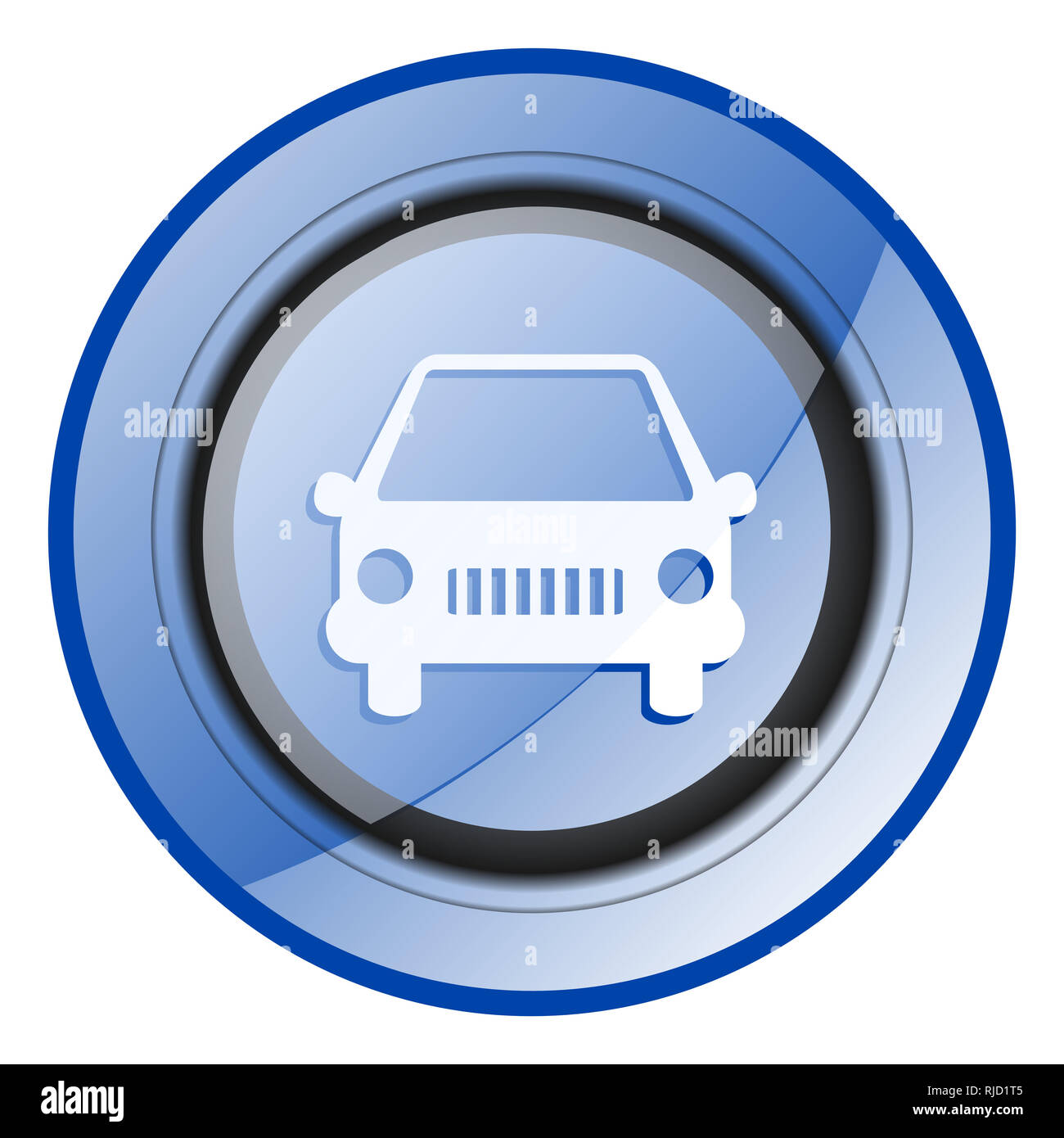 Car round blue glossy web design icon isolated on white background ...