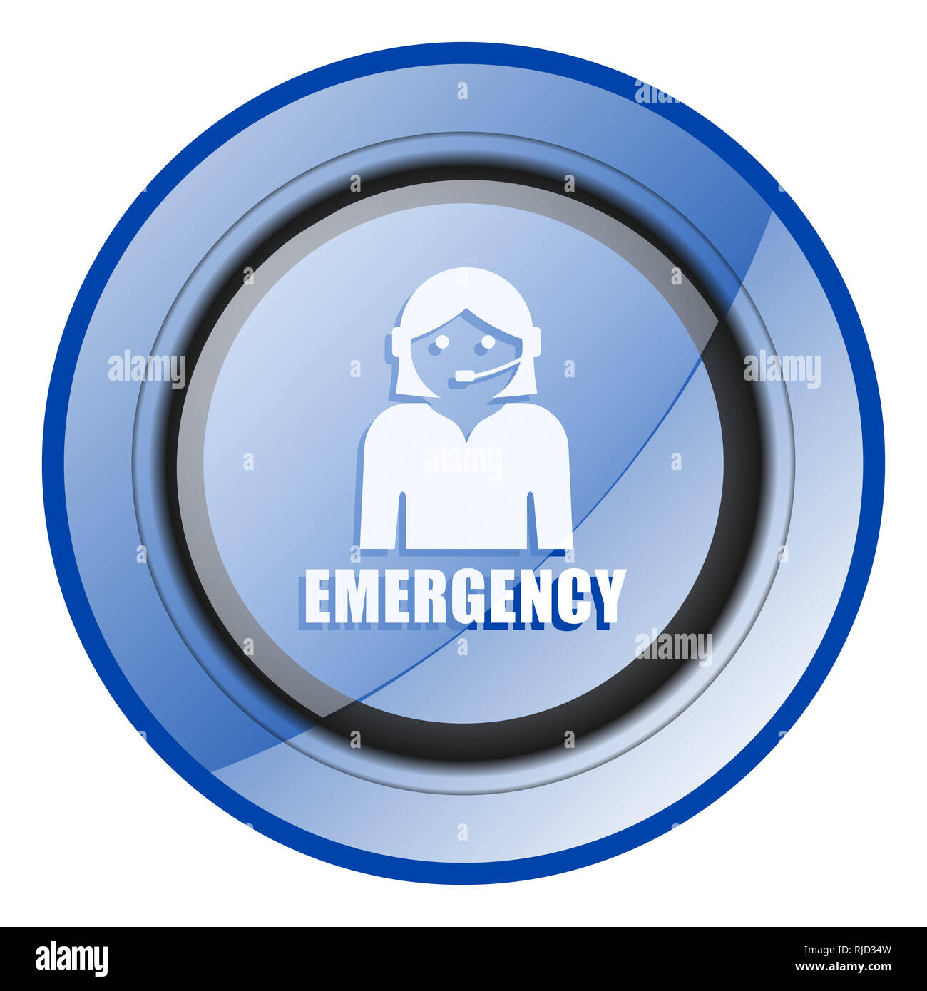 Emergency round blue glossy web design icon isolated on white ...