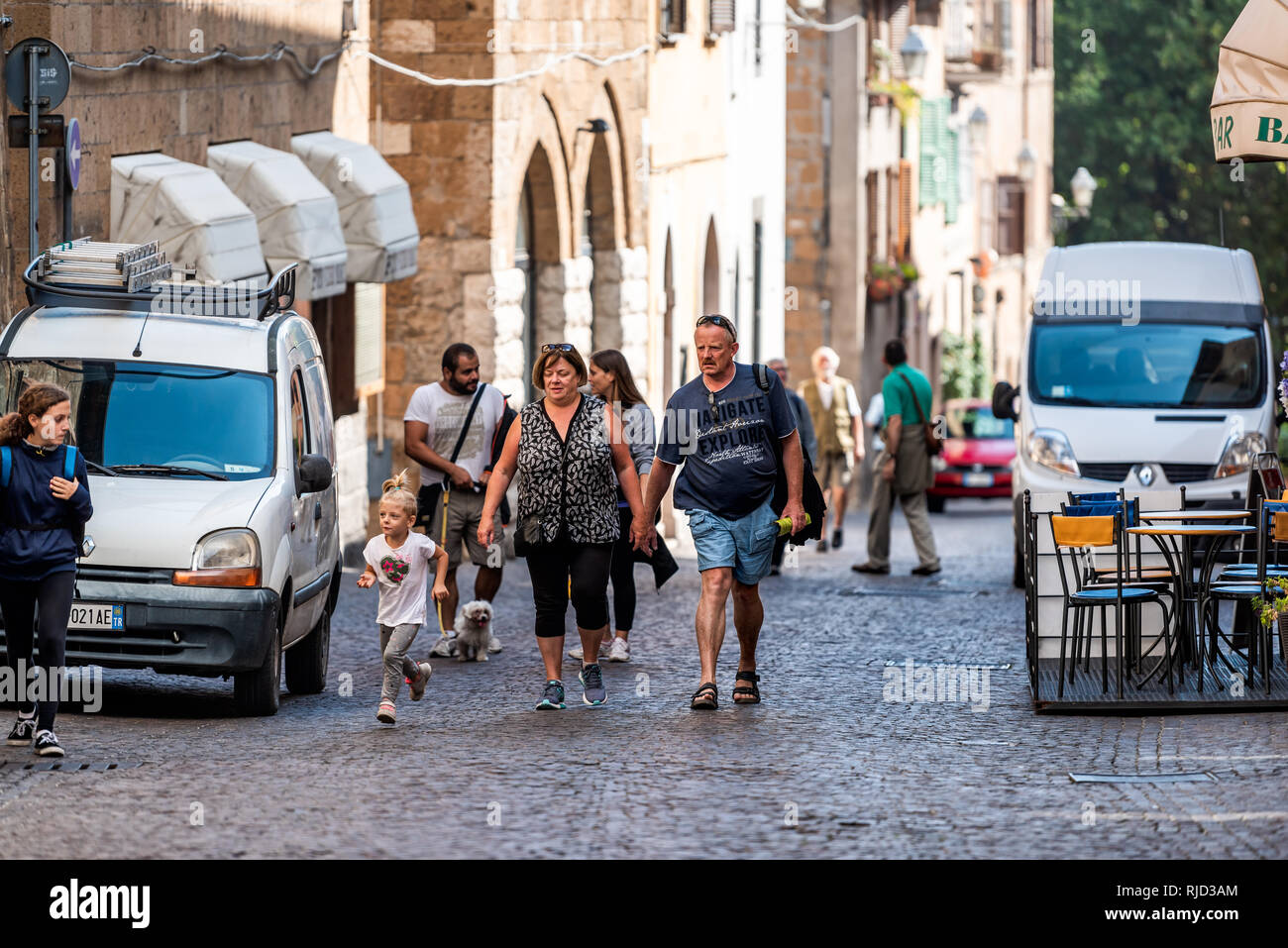 Orvieto, Italy - September 3, 2018: Italian outdoor street in Umbria ...