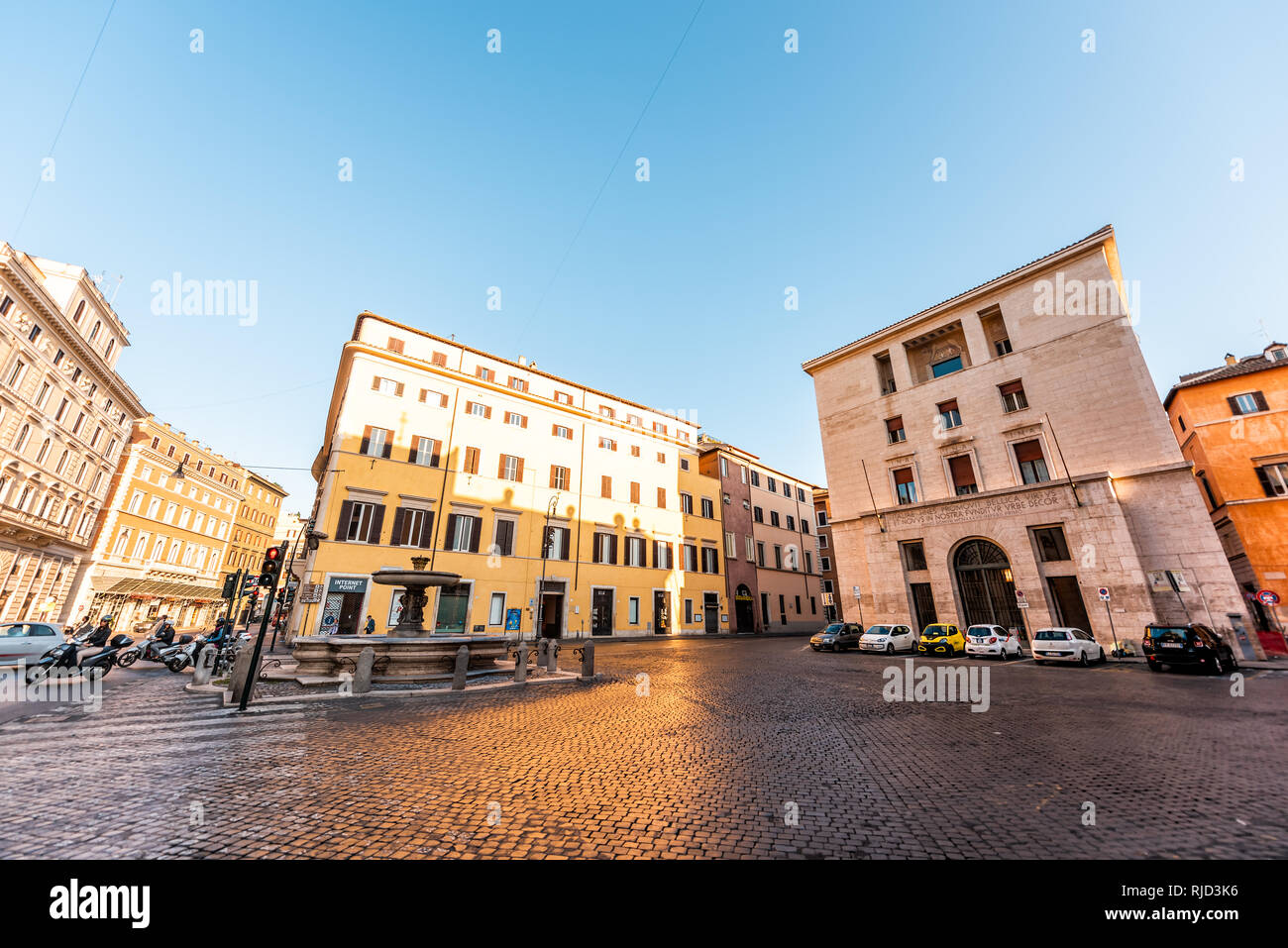 Rome, Italy - September 5, 2018: Italian cobblestone street outside in ...