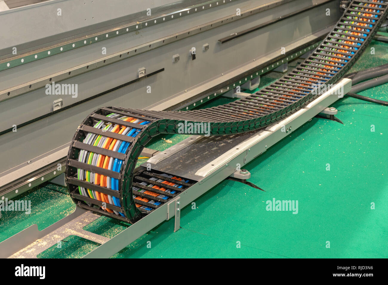 Cable Carrier Flexible Movement Protection Machine Stock Photo - Alamy