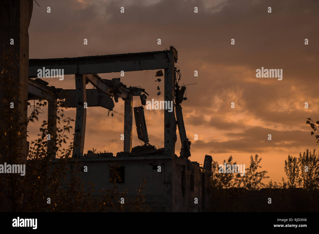 Building ruins in the sky scene Stock Photo - Alamy