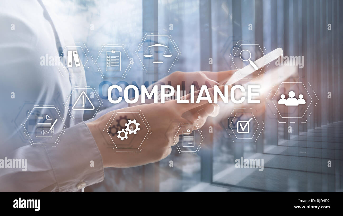 Compliance diagram with icons. Business concept on abstract background ...