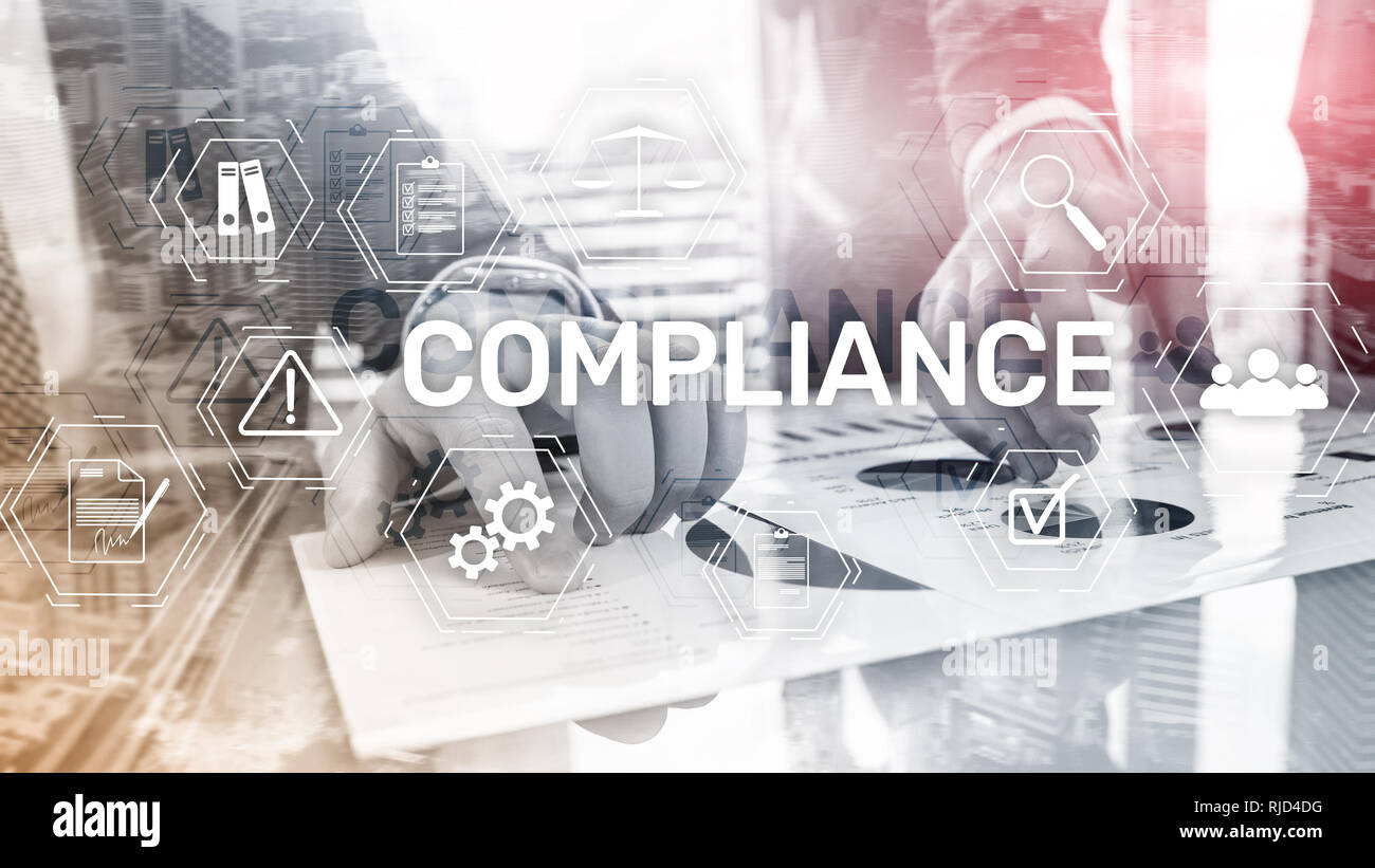 Compliance diagram with icons. Business concept on abstract background ...