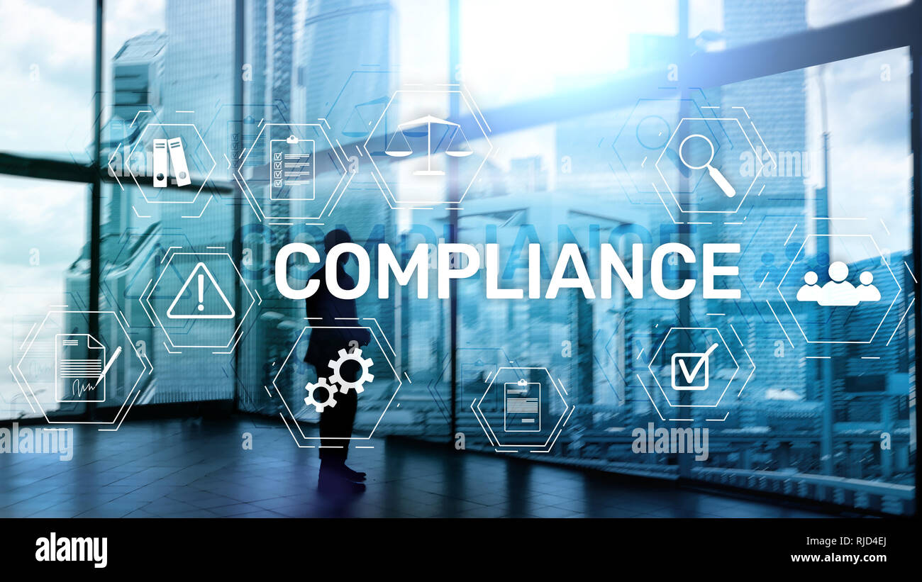 Compliance diagram with icons. Business concept on abstract background ...