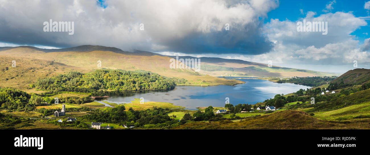 Panorama over Dunlewy Lough, Dunlewy, County Donegal, Ireland Stock ...