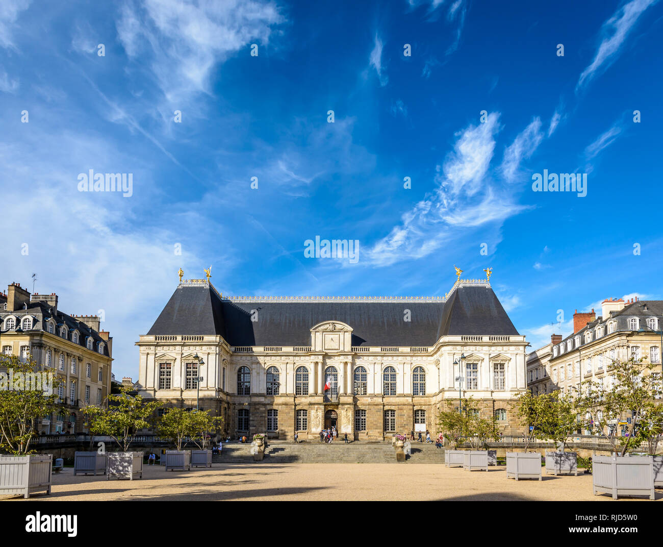 Front view of the facade of the palace of the Parlement of Brittany ...