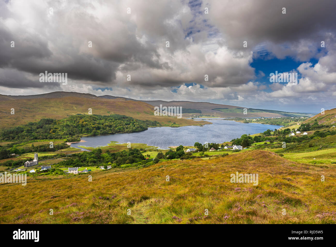 Panorama over Dunlewy Lough, Dunlewy, County Donegal, Ireland Stock ...