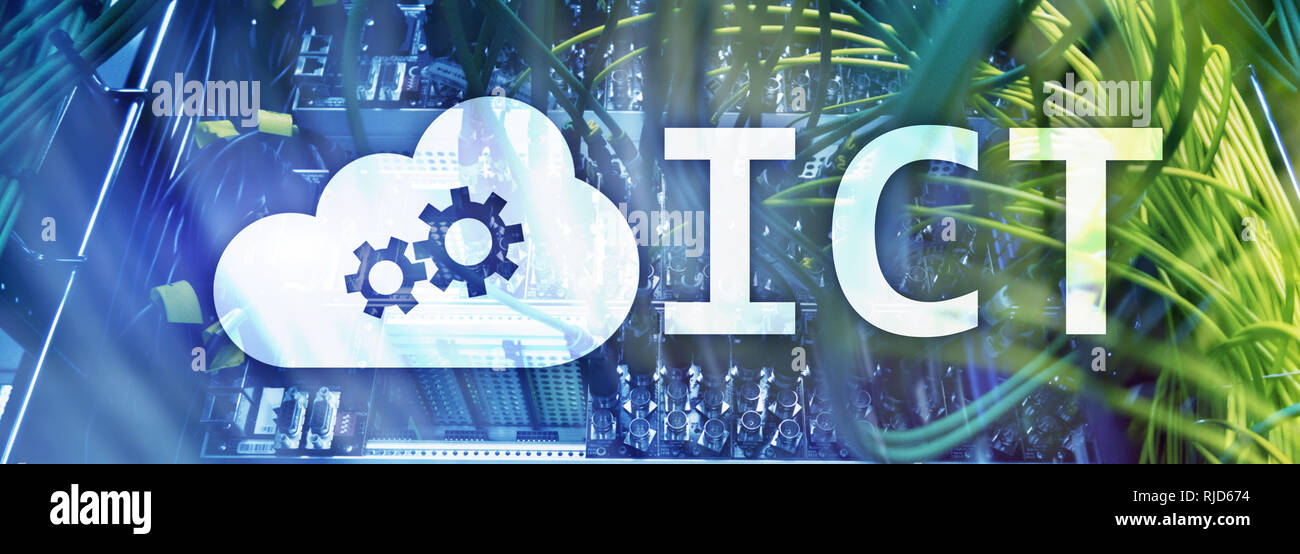 ICT - information and communications technology concept on server room ...
