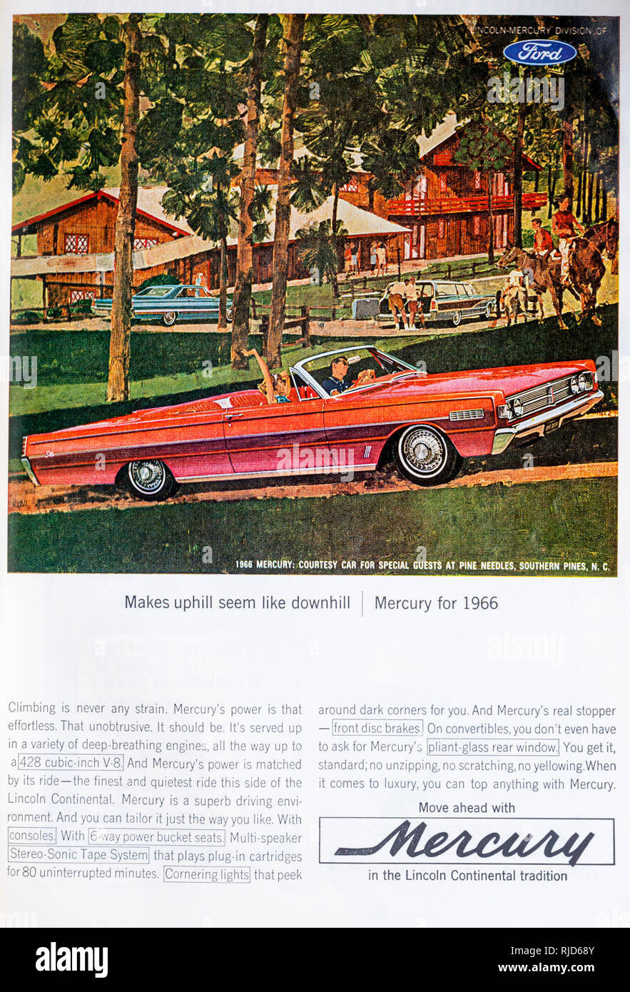 A 1965 magazine advertisement for Ford Lincoln-Mercury cars Stock Photo ...