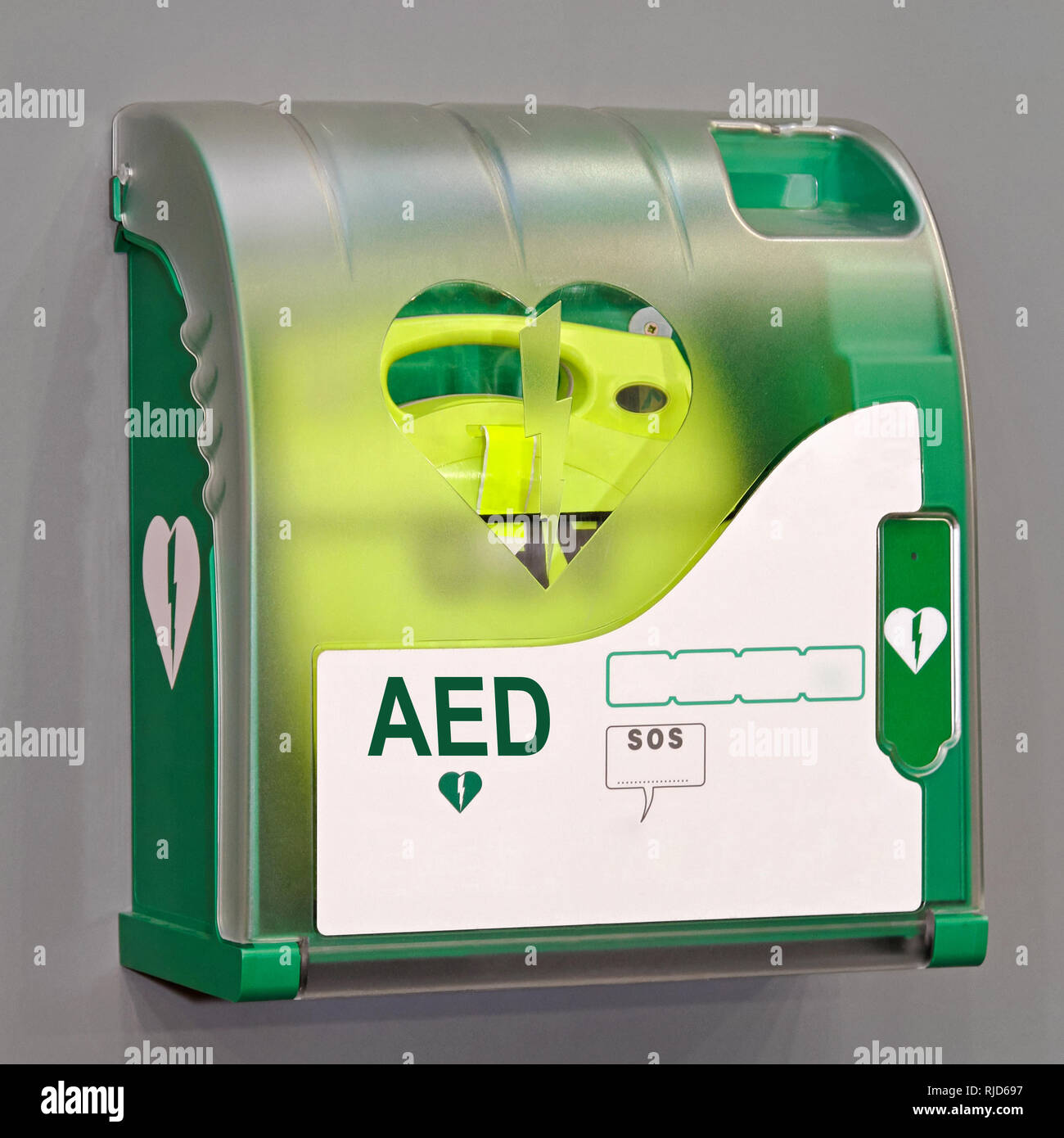 Automated External Defibrillator portable electronic life saver Stock ...