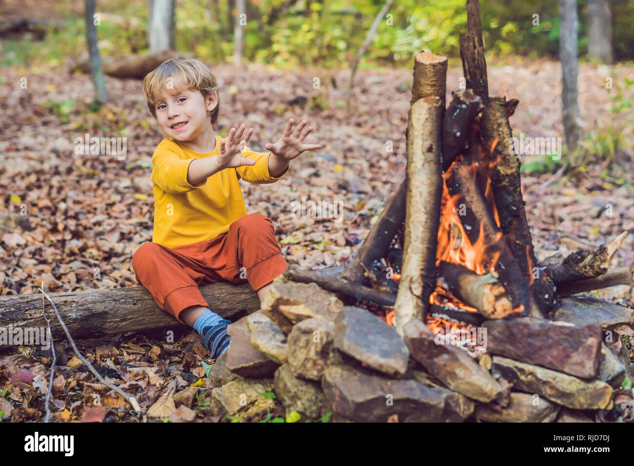 Teenage group camp fire hi-res stock photography and images - Alamy