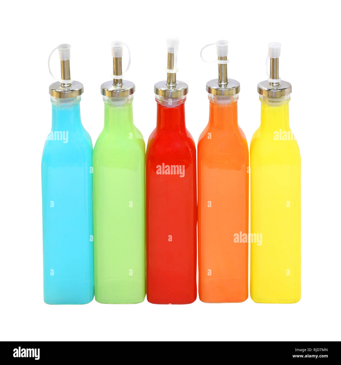 Colorful oil bottles isolated with clipping path included Stock Photo ...