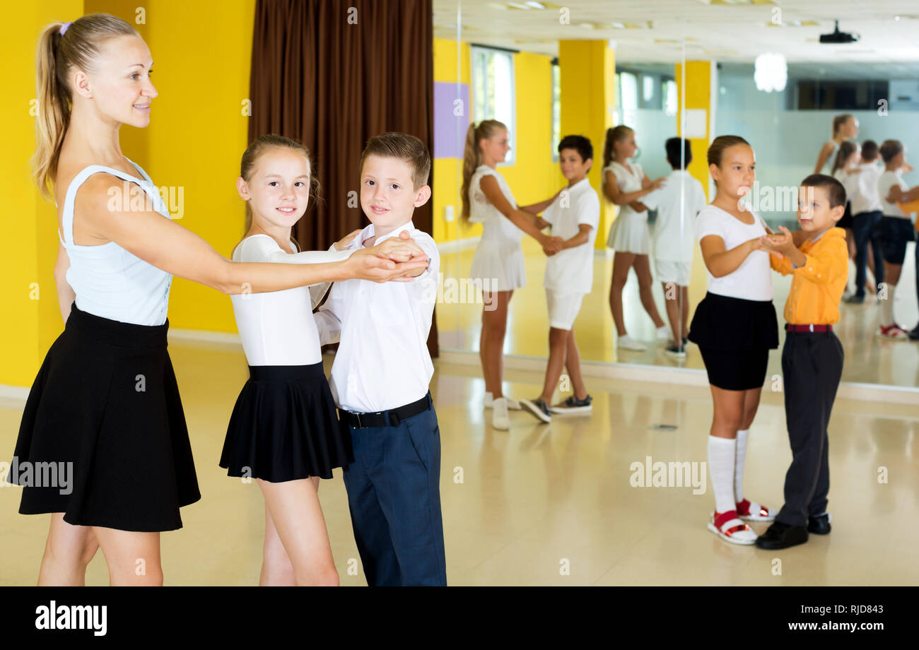 Young children studying of partner dance at dance school Stock Photo ...
