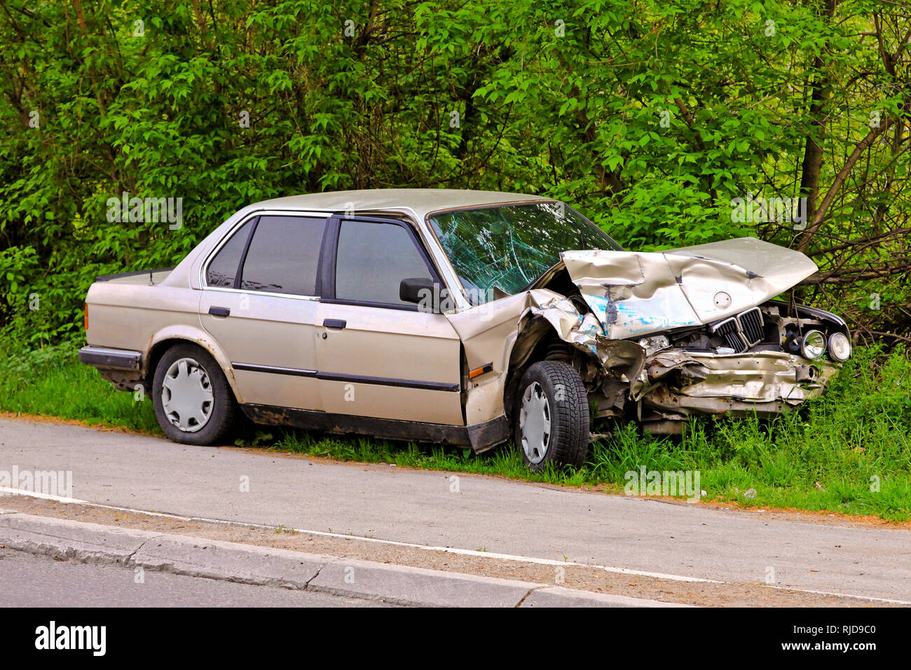 High speed traffic accident with front collision Stock Photo - Alamy