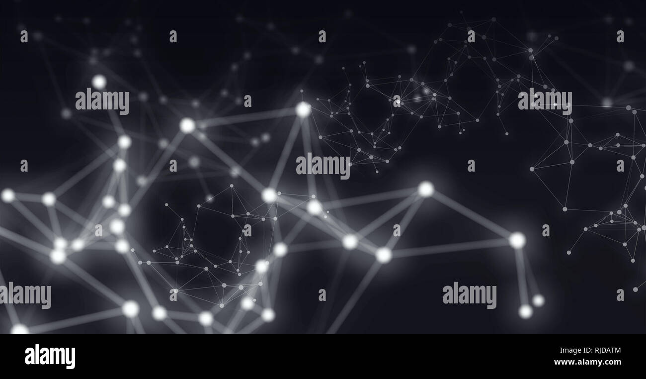 Abstract Connected Dots And Lines On Dark Background 3d Rendering