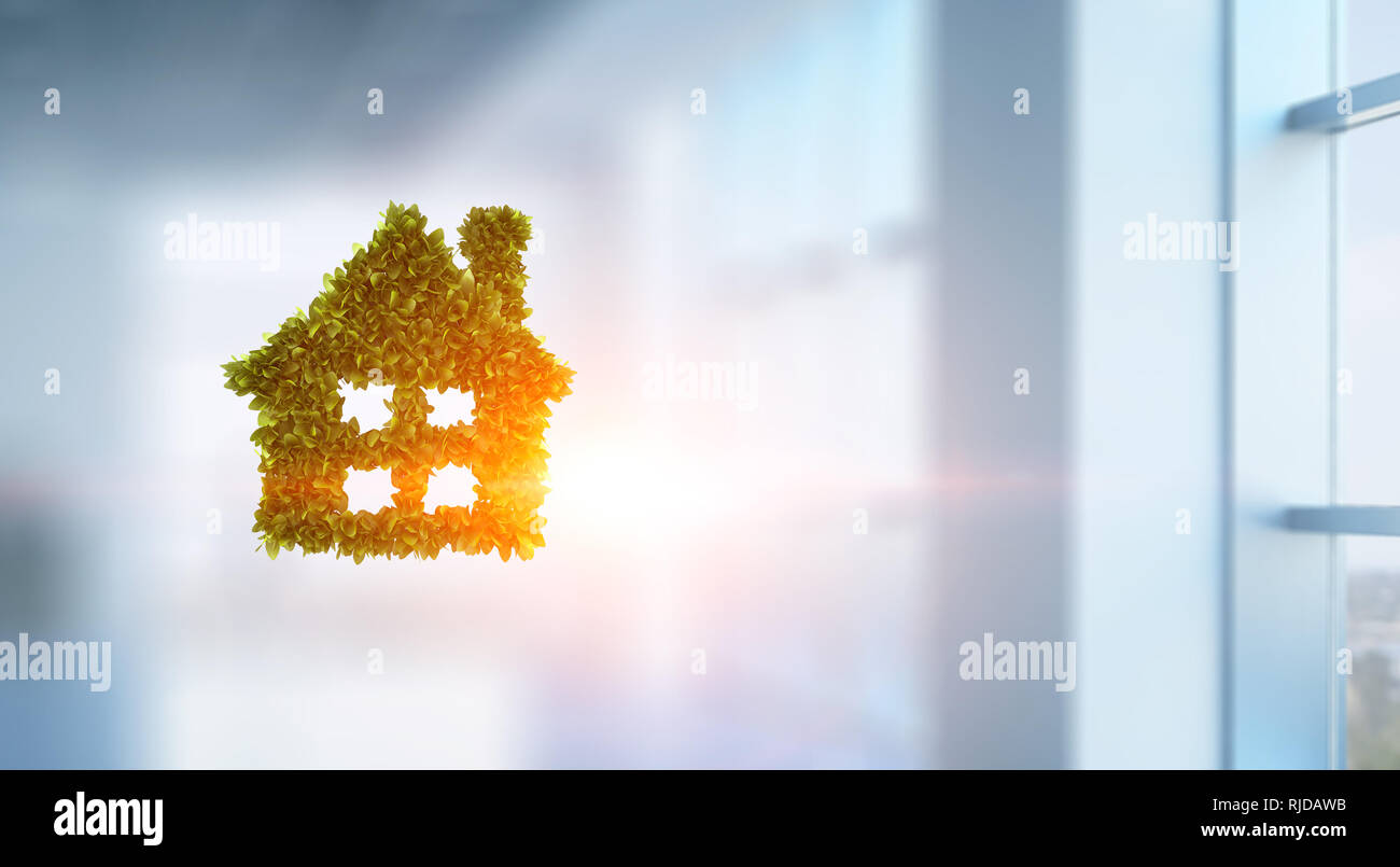 Image of green clean house. Ecology concept Stock Photo - Alamy