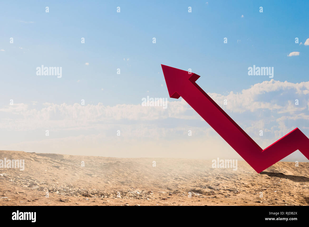 One big arrow outdoor as symbol of growth and progress. Mixed media ...