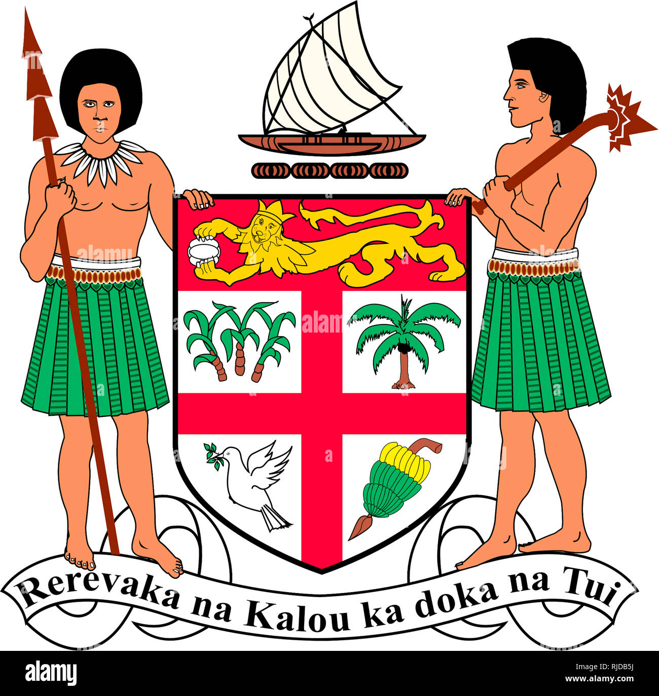 National coat of arms of the Republic of Fiji Stock Photo - Alamy