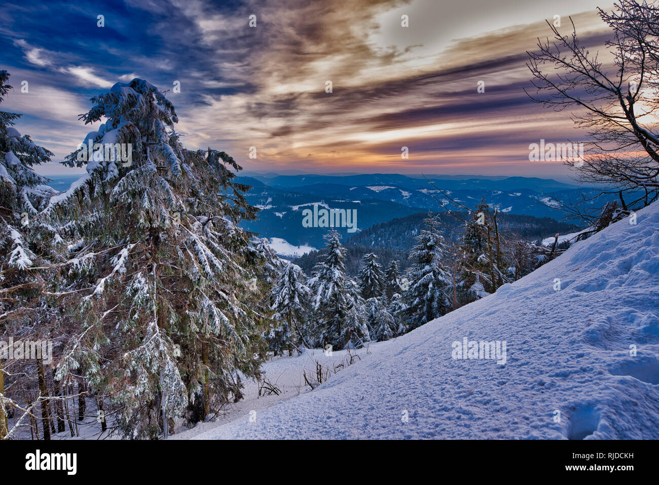 Winter Landscape Snow Mountain Frozen Lake Black Forest Germany Stock ...