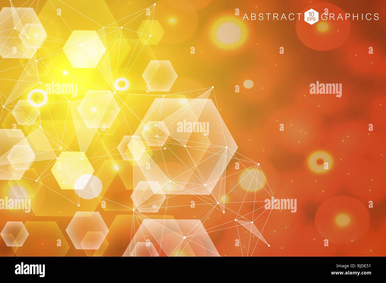 Science network pattern, connecting lines and dots. Technology hexagons ...