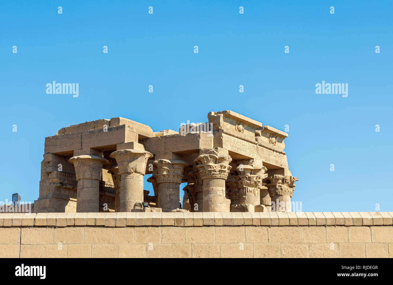 View of columns at the Temple of Kom Ombo, Temple of Sobek, an unusual ...