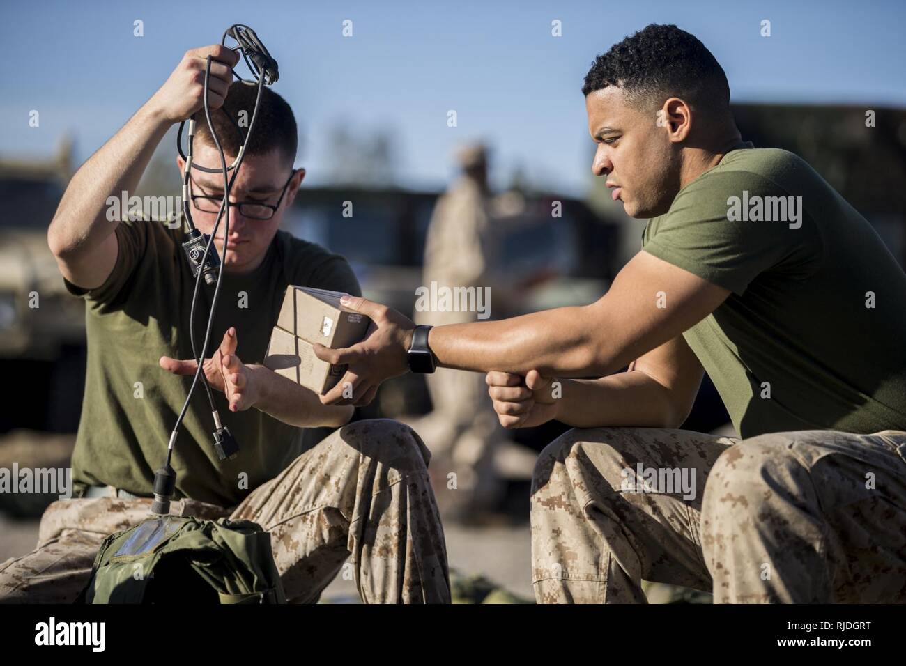 U.S. Marines assigned to Bravo Battery, 2nd Low Altitude Air Defense ...