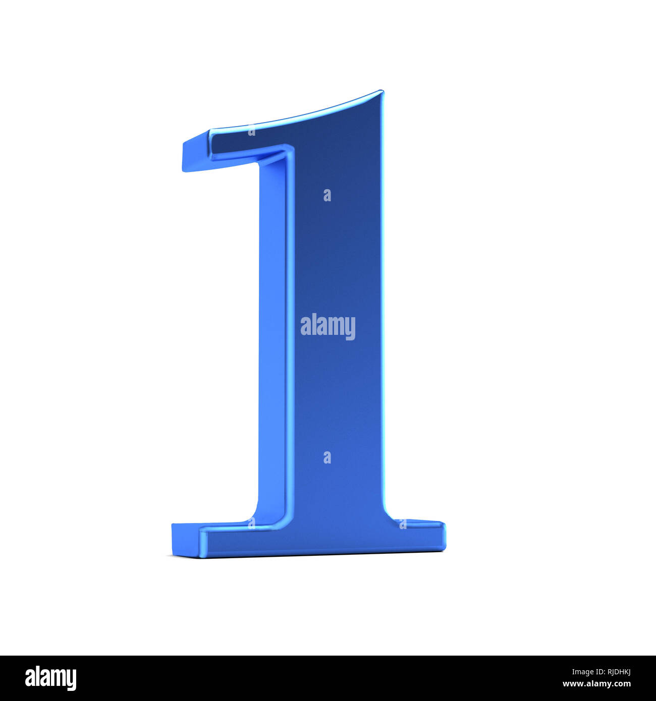 Blue Number One Typefont. 3D Render Illustration Stock Photo - Alamy
