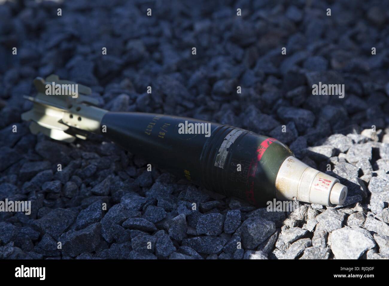 A French M61 60mm mortar used for inspection and identification ...