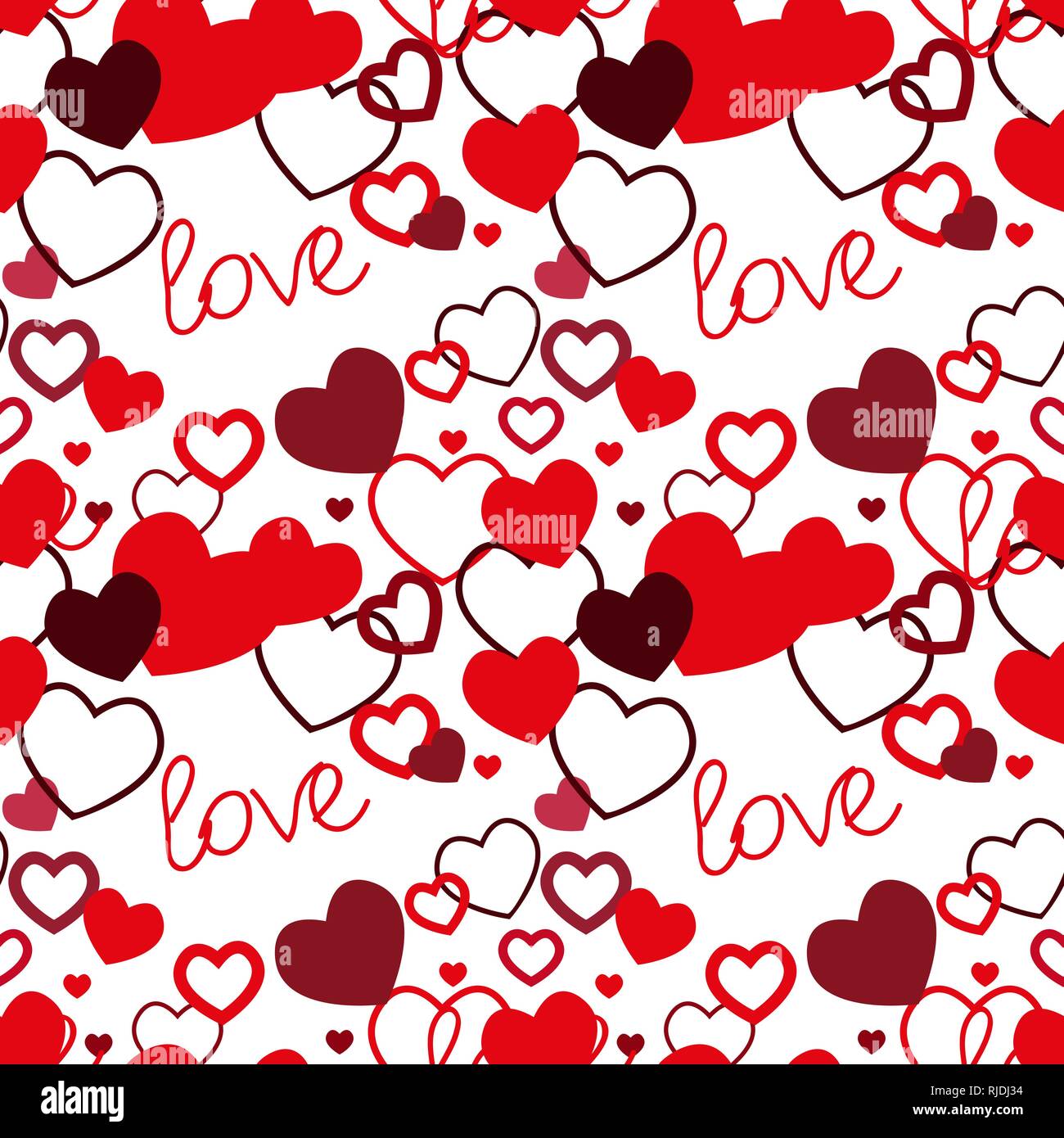 Red hearts seamless pattern. Valentine s day vector. Vector ...