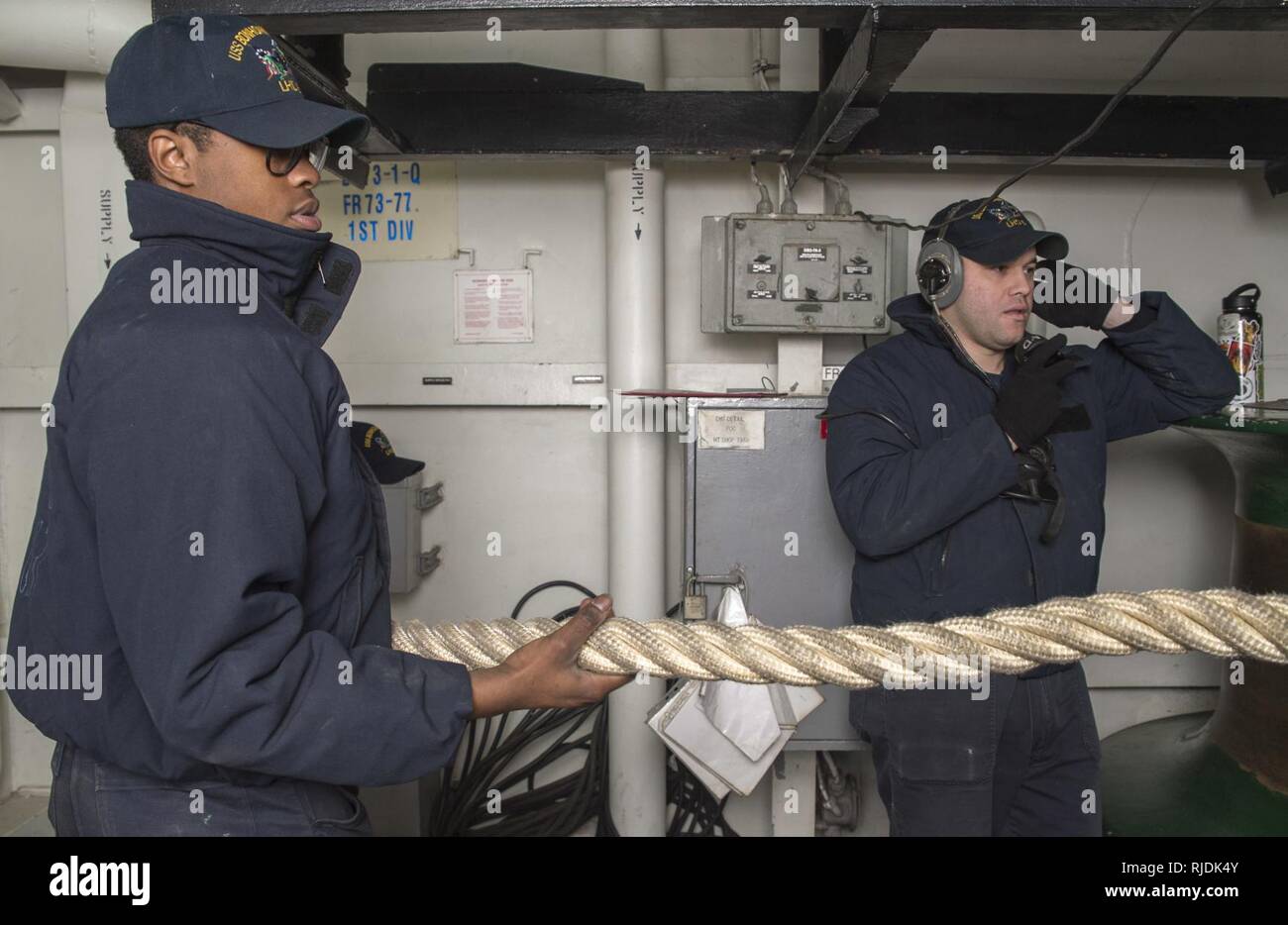 SASEBO, Japan (Jan. 23, 2018) Seaman DaJour Maddox, left, from Richmond ...