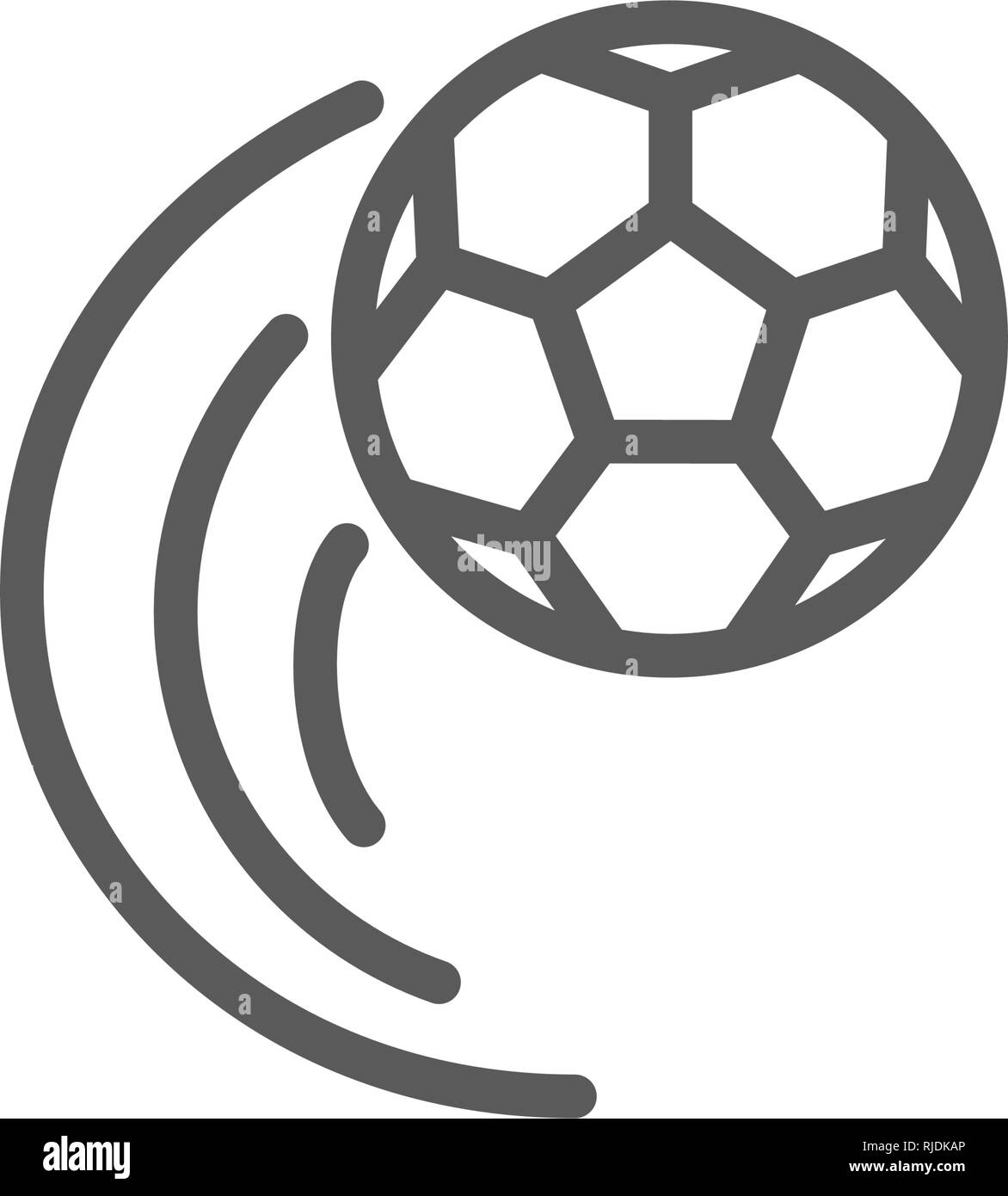 Flying soccer ball line icon. Isolated on white background Stock Vector ...