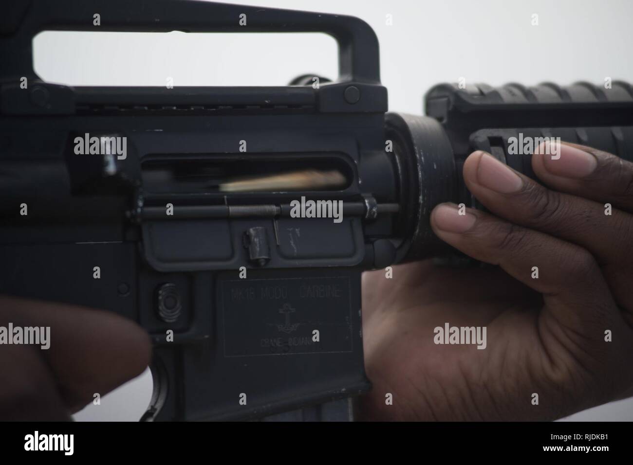 PACIFIC OCEAN (JAN. 10, 2018) A casing is ejected from the chamber of ...