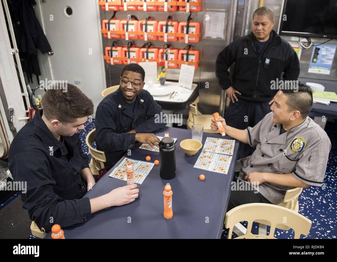 BAY OF CADIZ (Jan. 20, 2018) Sailors aboard the Arleigh Burke-class ...